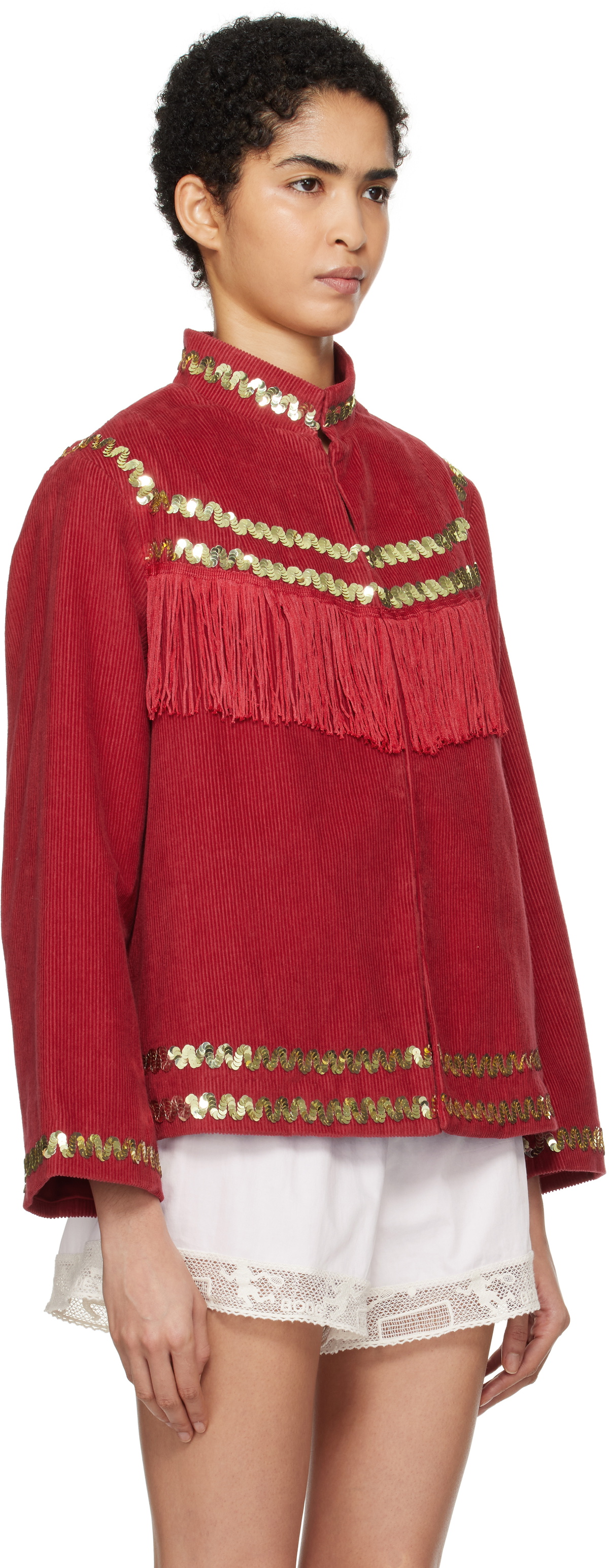 Bode Red Bandstand Fringe Jacket Bode