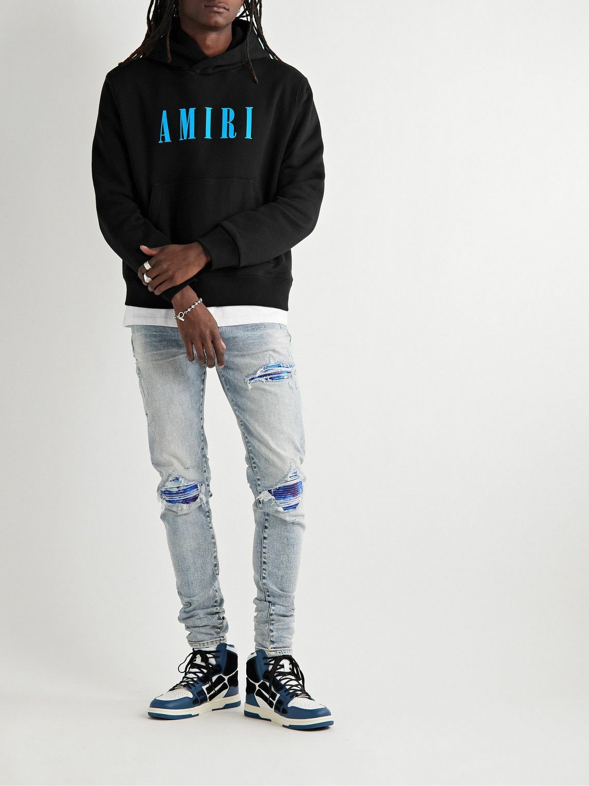 AMIRI - Logo-Print Cotton-Jersey Hoodie - Black Amiri