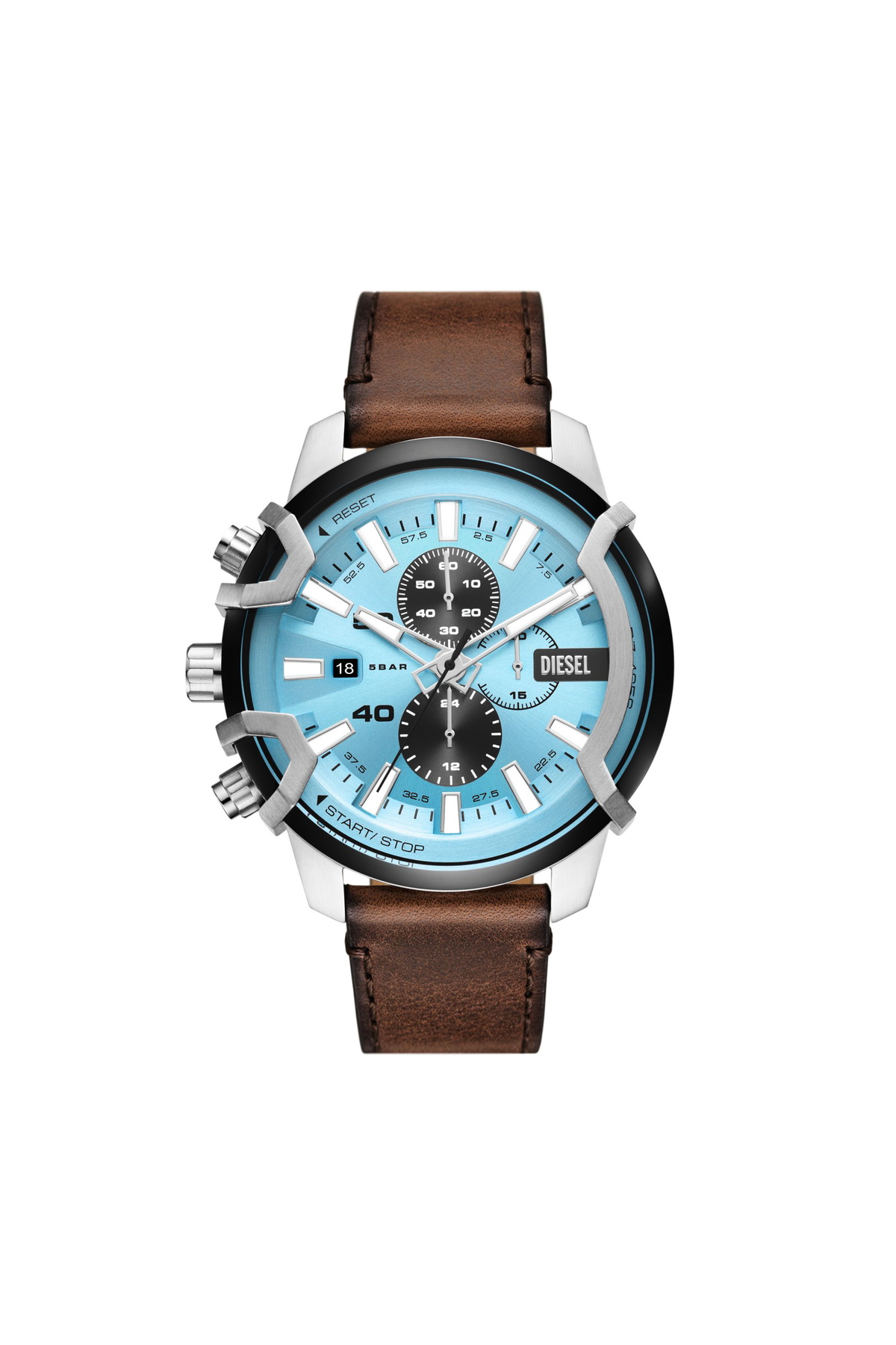 Diesel Griffed chronograph brown leather watch - Timeframes Mens in ...