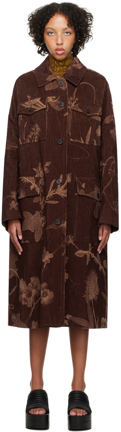 Dries Van Noten Brown Floral Reversible Coat Dries Van Noten