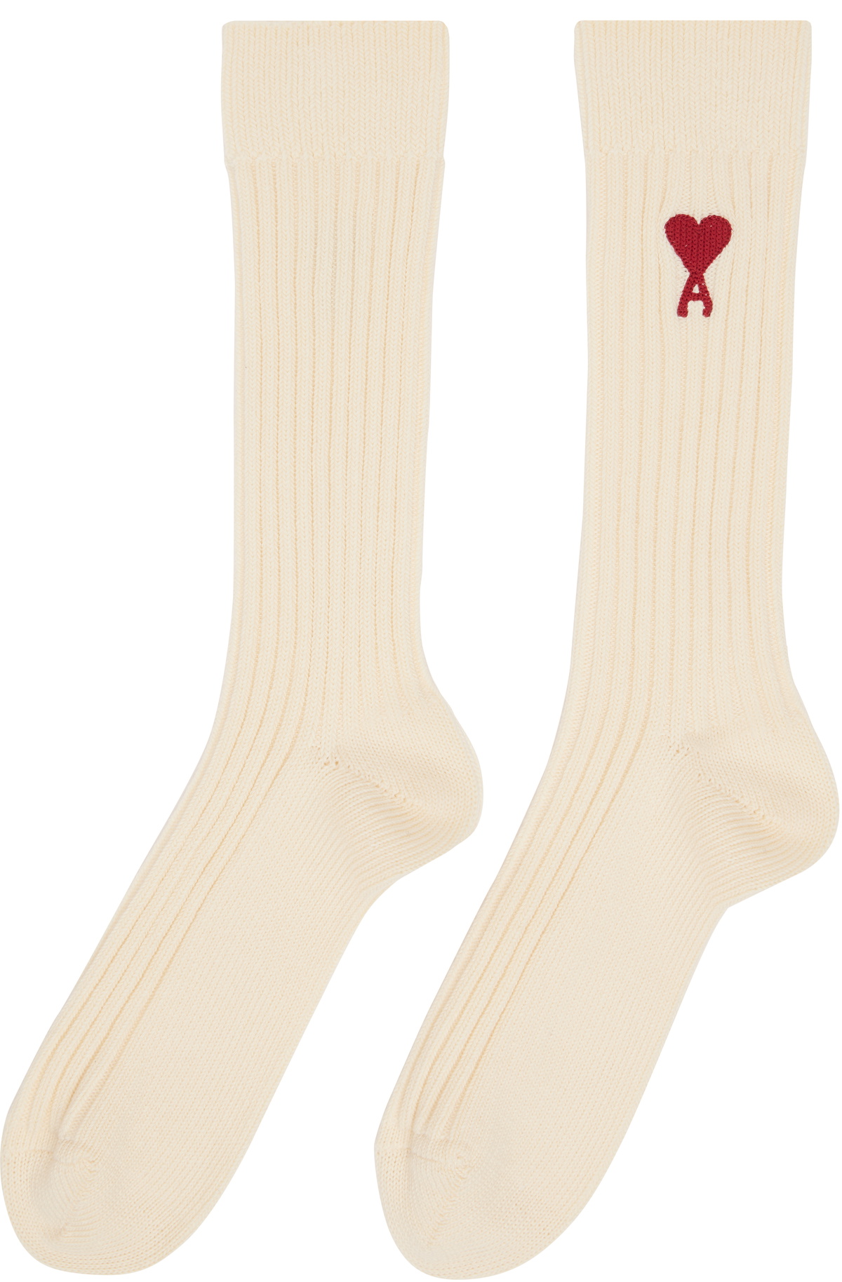 AMI Paris Three-Pack Off-White Ami de Coeur Socks AMI