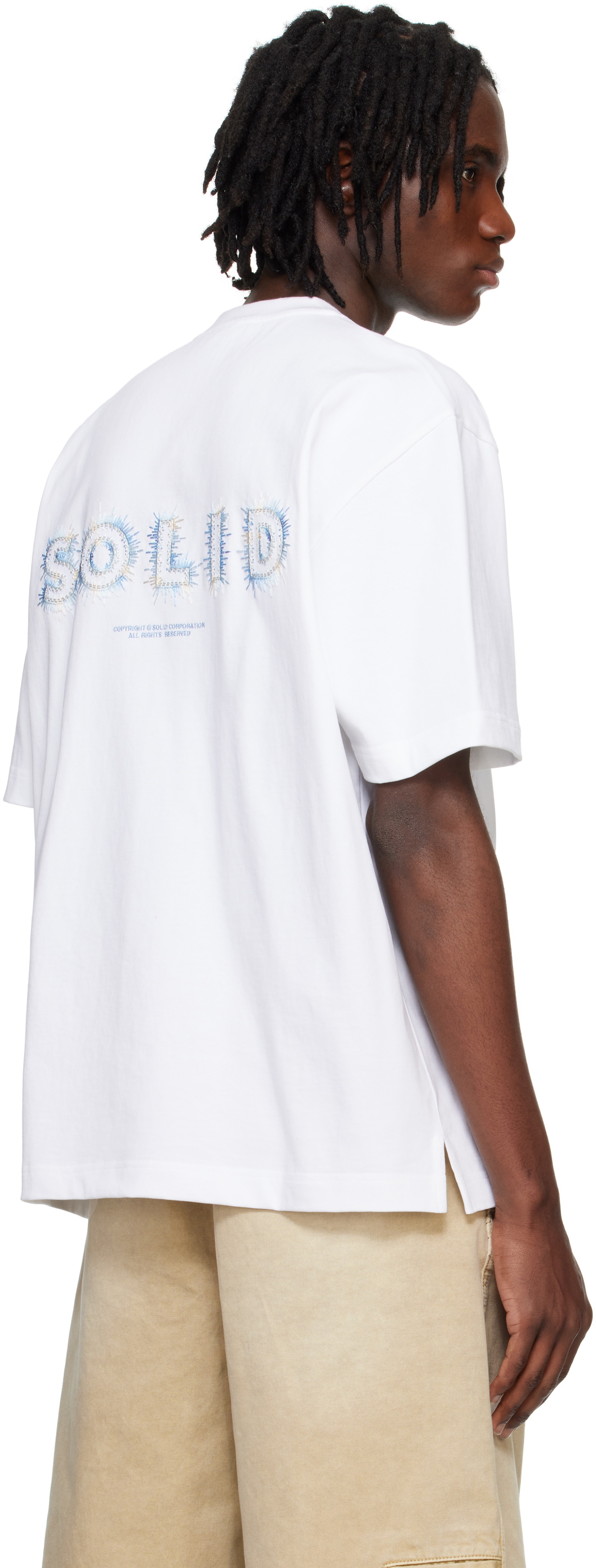 Solid Homme White Rubberized Logo T-shirt Solid Homme