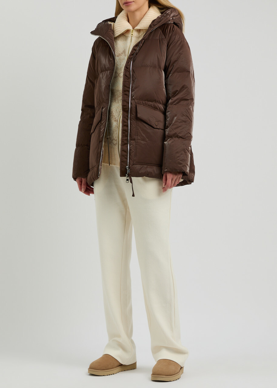 Varley Fullerton Quilted Hooded Shell Coat Brown Varley