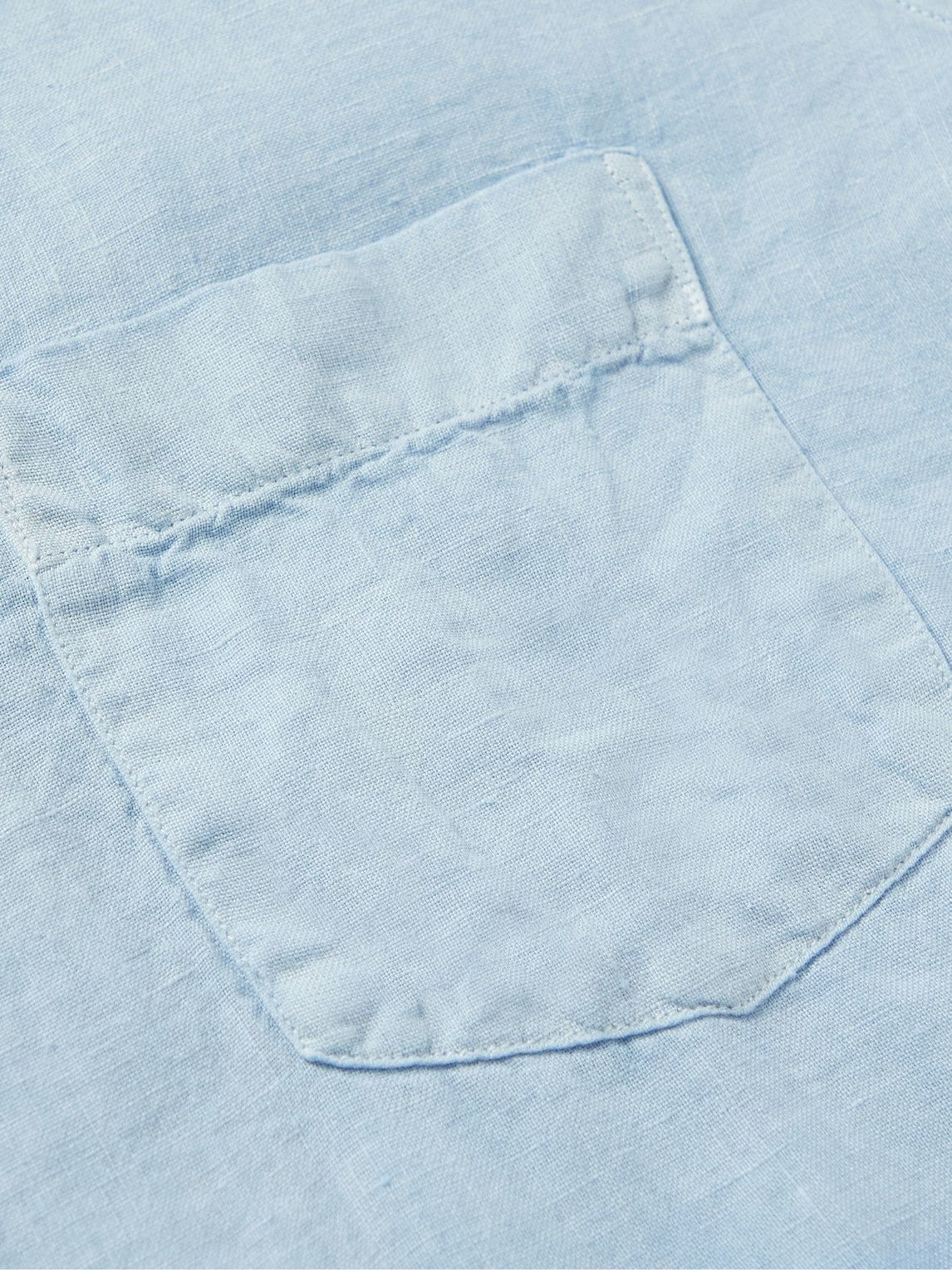 Hartford - Palm MC Camp-Collar Dip-Dyed Linen Shirt - Blue Hartford