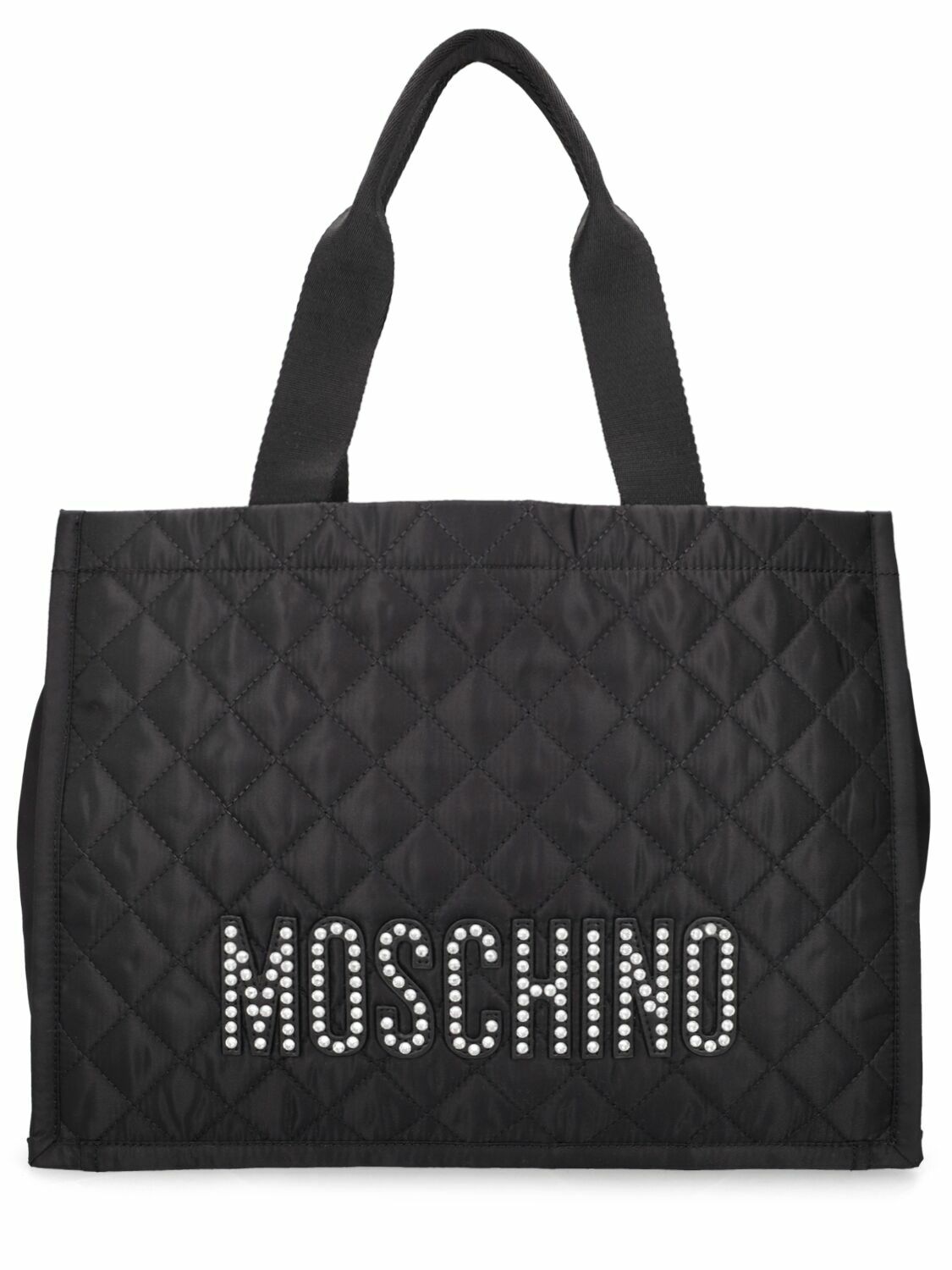 MOSCHINO - Crystal Logo Quilted Nylon Shoulder Bag Moschino
