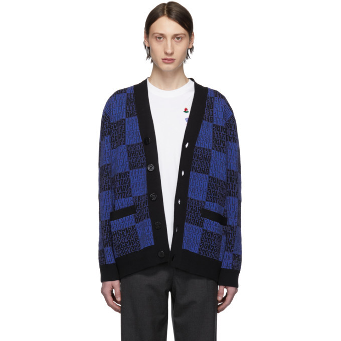 Opening Ceremony Blue and Black Jacquard Pattern Cardigan Opening Ceremony