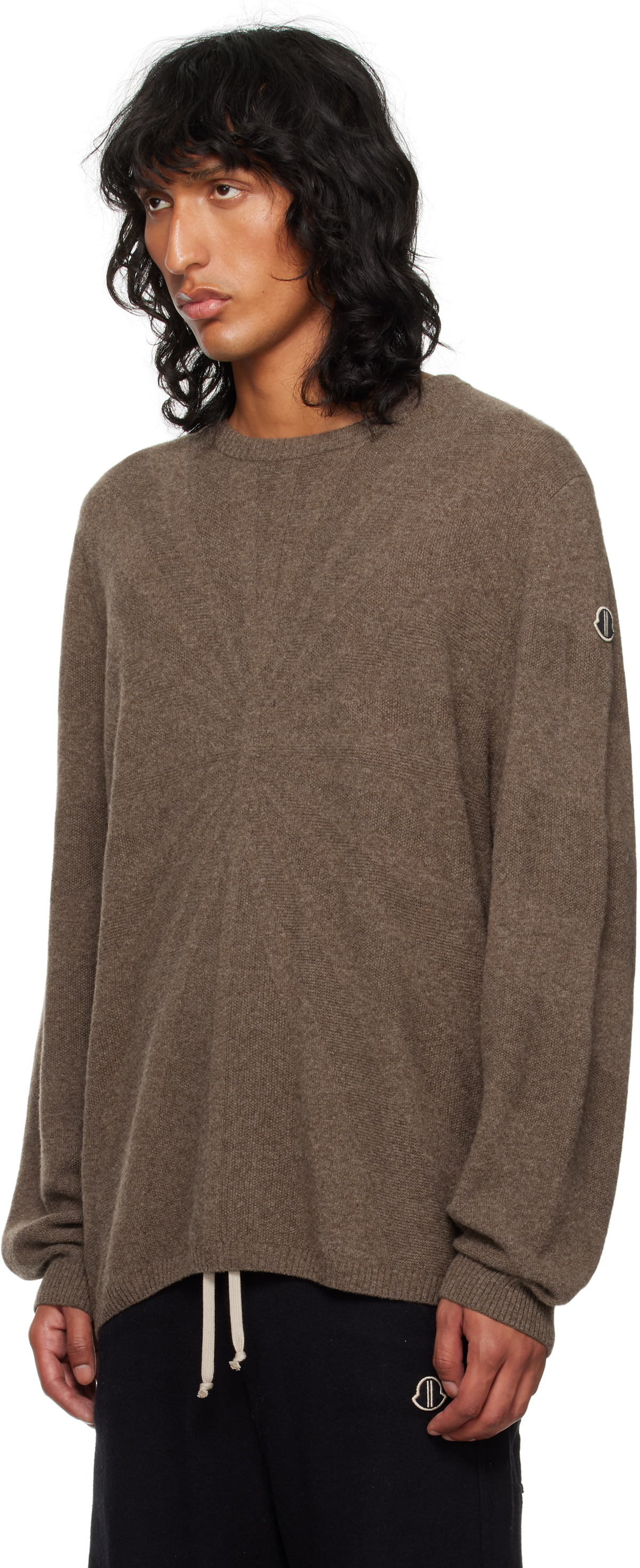 Rick Owens Moncler + Rick Owens Gray Jumbo Round Neck Sweater Rick Owens
