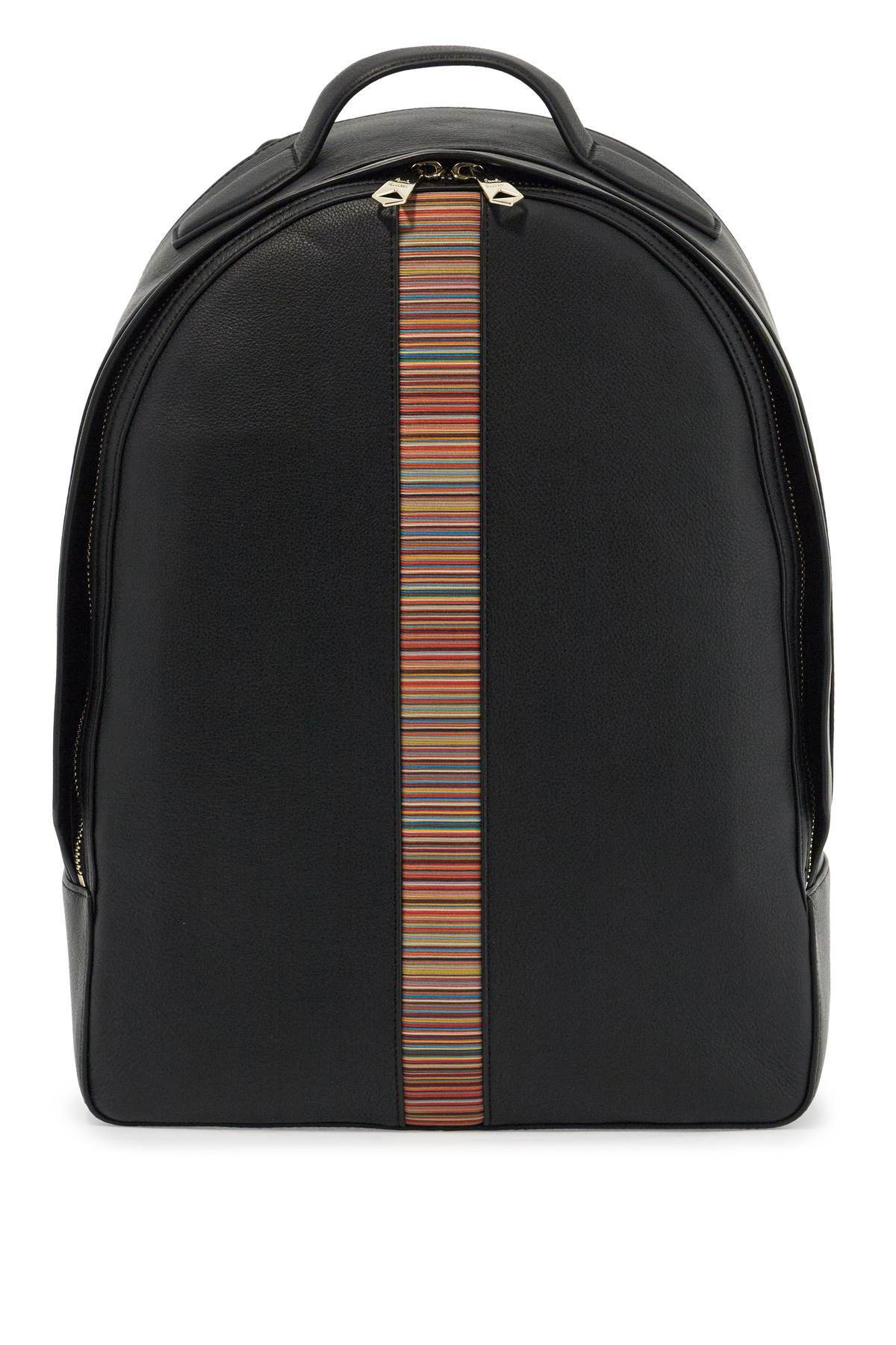 PAUL SMITH "signature stripe leather backpack" Black Paul Smith