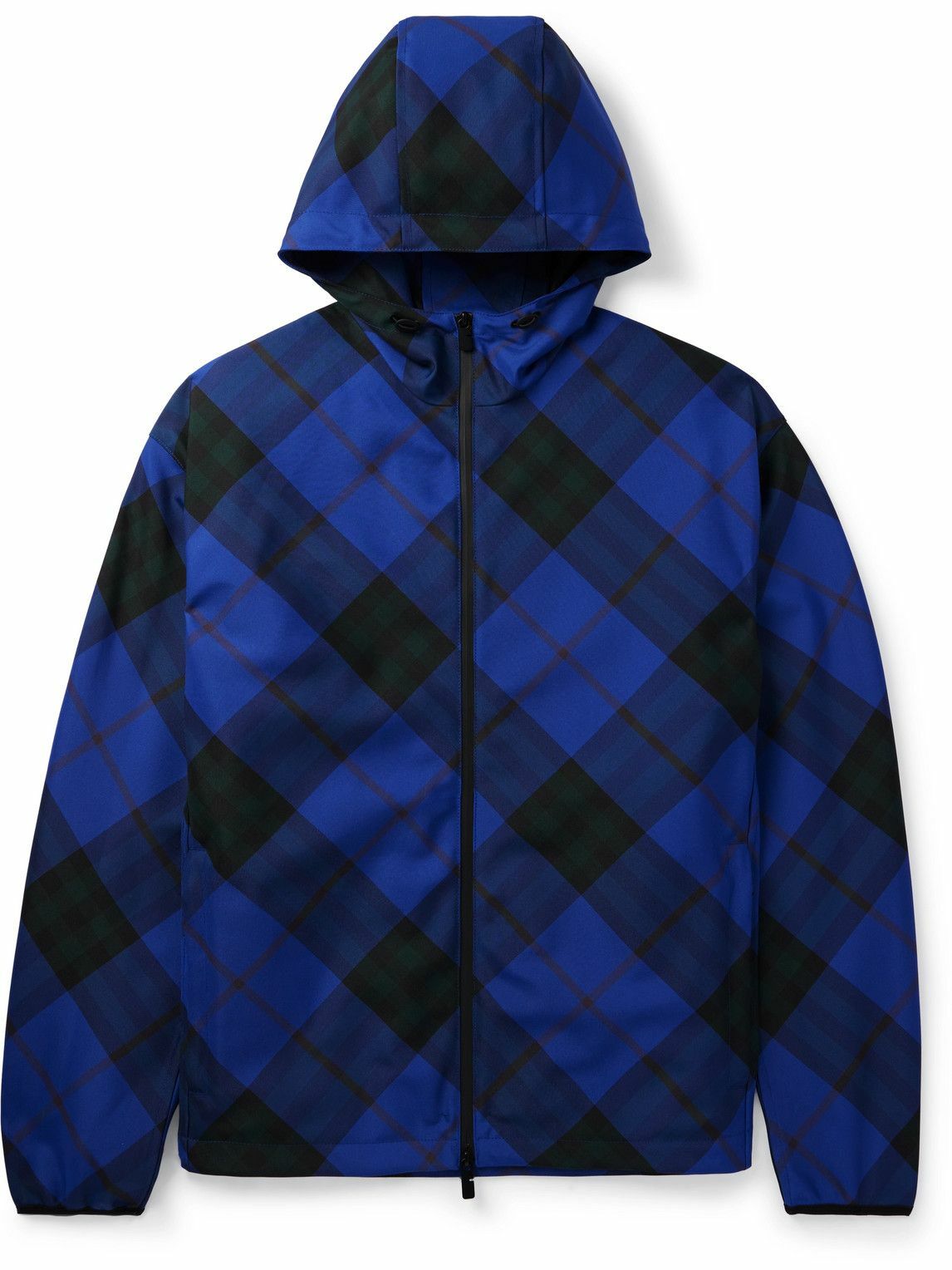 Burberry - Logo-Appliqued Checked Twill Hooded Track Jacket - Blue Burberry