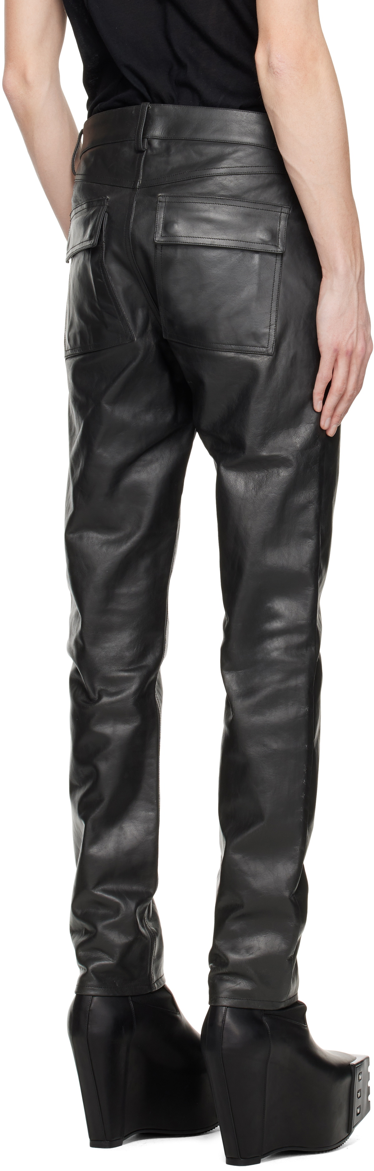 Rick Owens Black Hollywood Tyrone Leather Pants Rick Owens