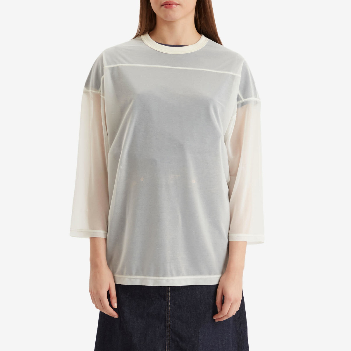 Beams Boy Women's Sheer Football Top in Off White Beams Boy
