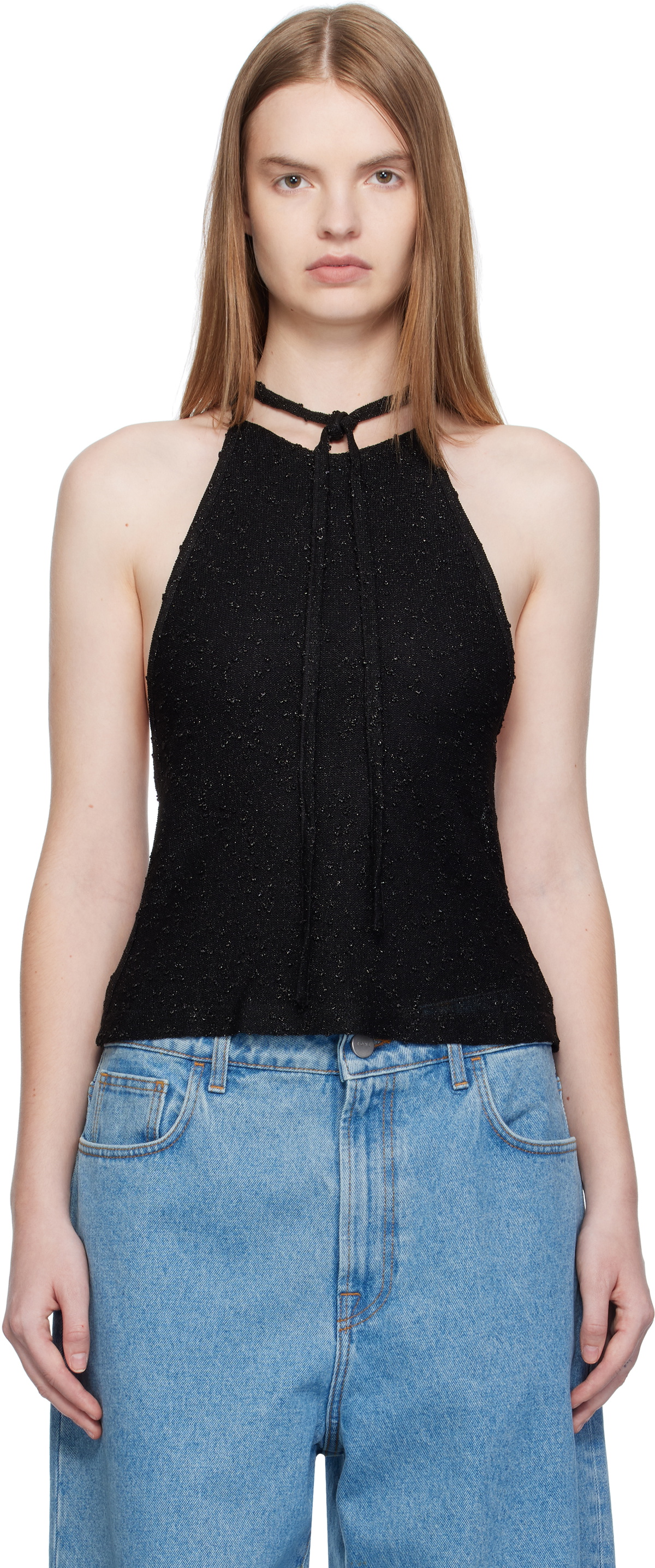 Christopher Esber Black Imber Metallic Halter Top Christopher Esber