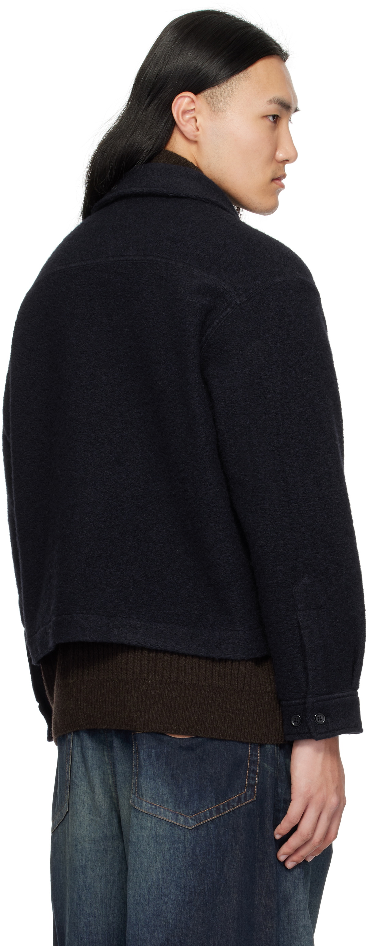 nanamica Navy Knit Jacket Nanamica