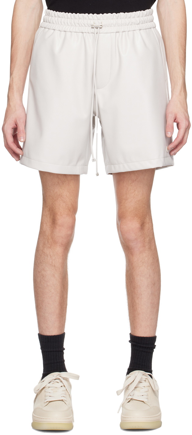 AMIRI Gray Drawstring Faux-Leather Shorts Amiri