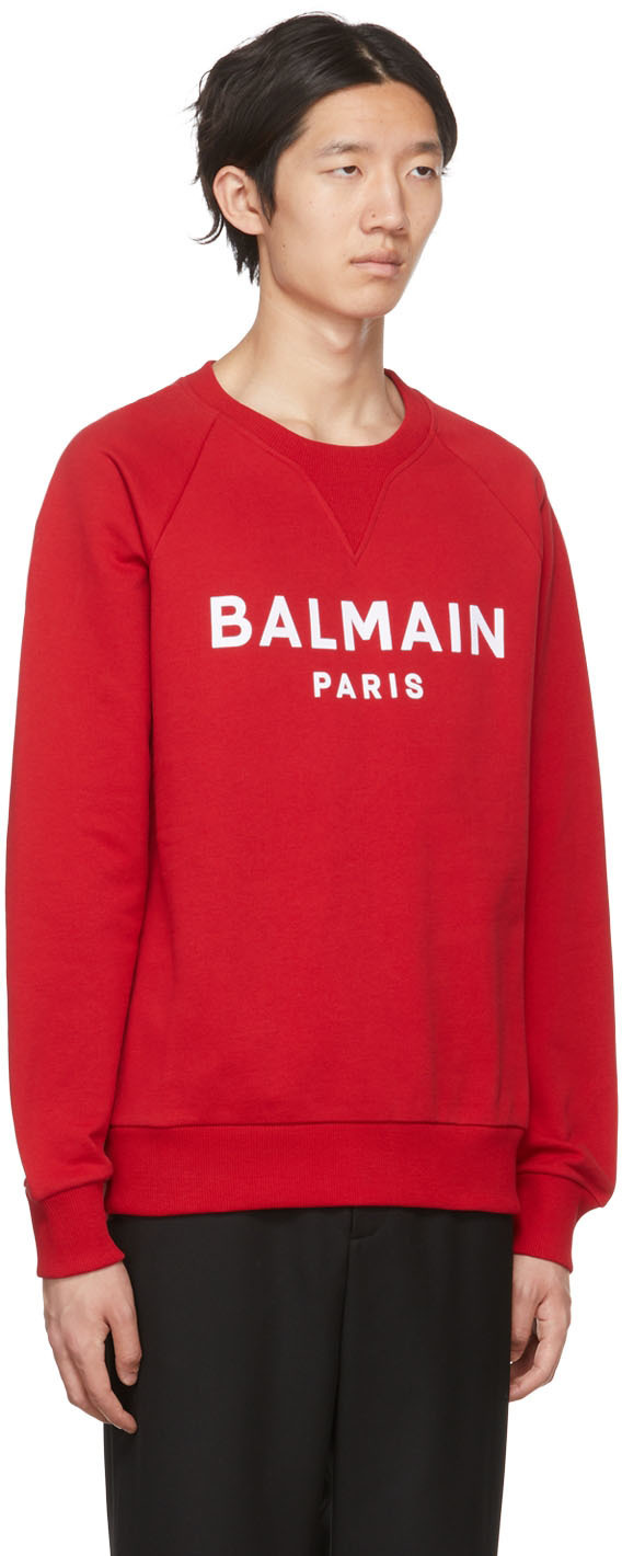 Balmain Red Flocked Sweatshirt Balmain