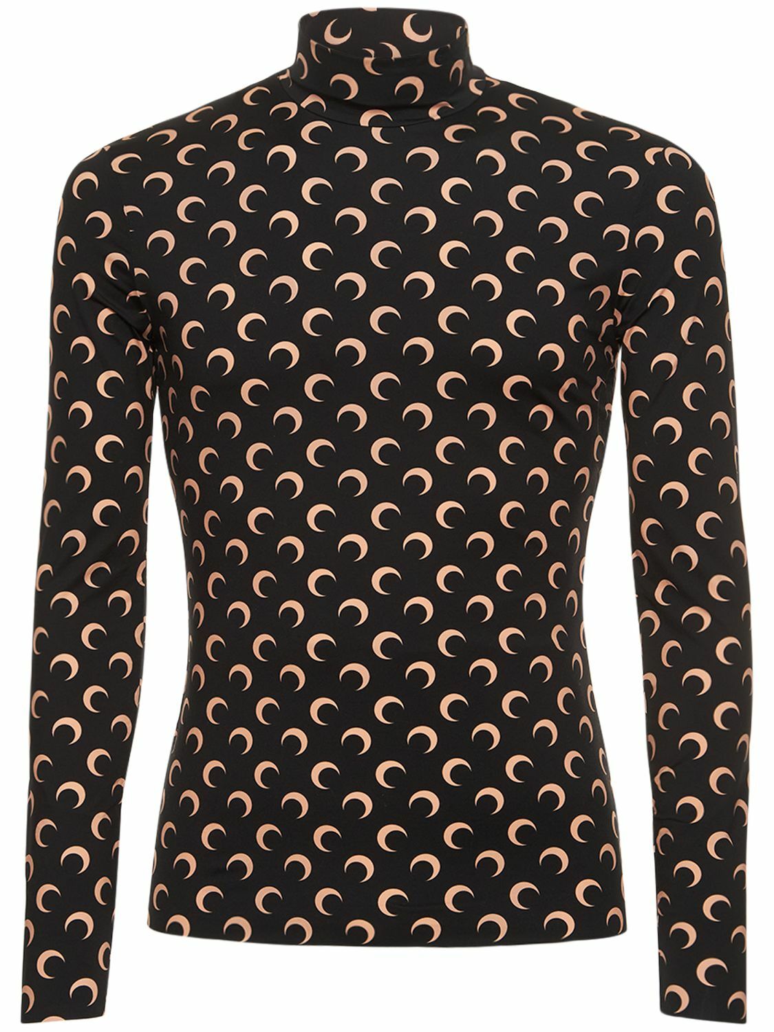 MARINE SERRE Moon Print Recycled Nylon Turtleneck Top Marine Serre
