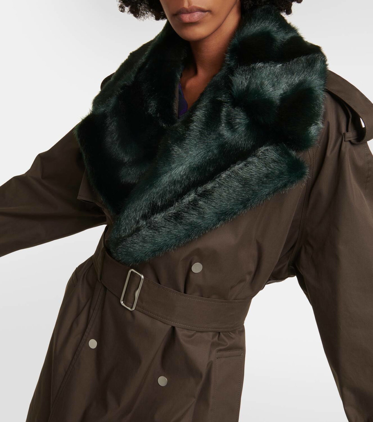 Burberry Faux-fur trimmed cotton coat Burberry