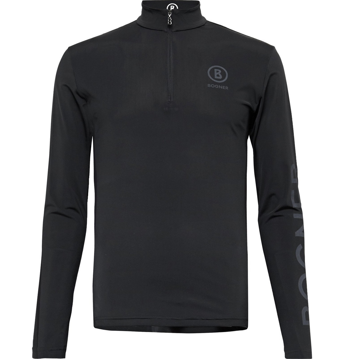 Bogner - Florin Logo-Print Stretch-Jersey Half-Zip Golf Top - Black Bogner