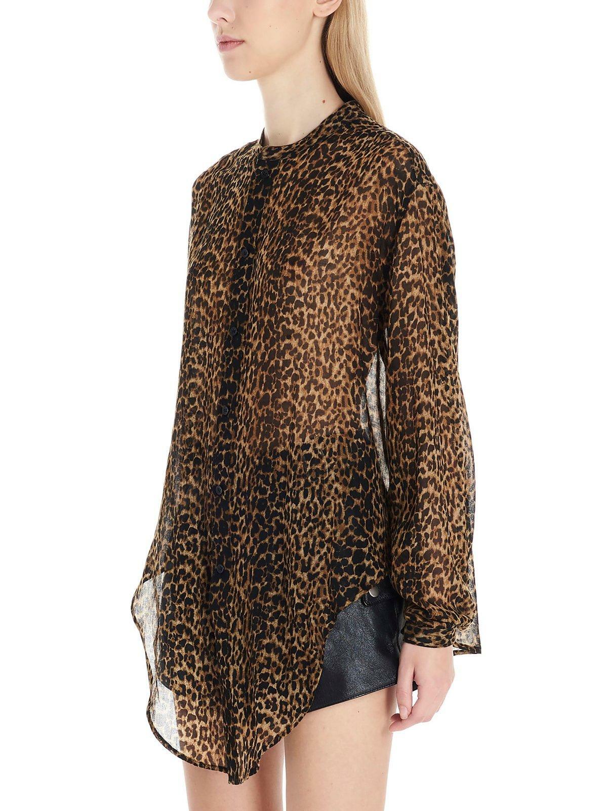 Saint Laurent Leopard Print Sheer Shirt Saint Laurent