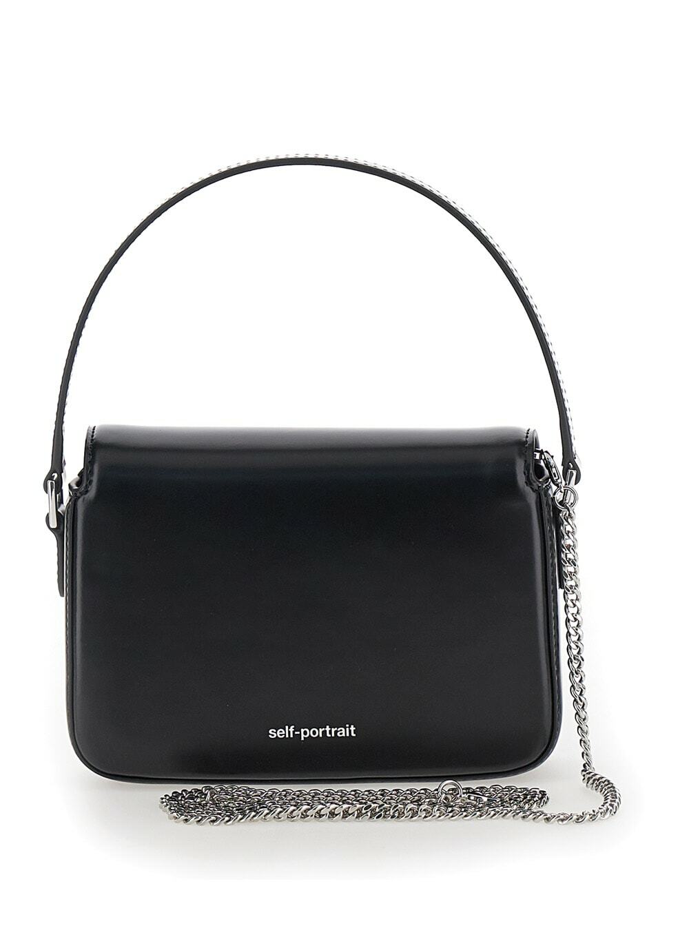 self-portrait Micro Black Handbag With Bow Detail In Smooth Leather ...