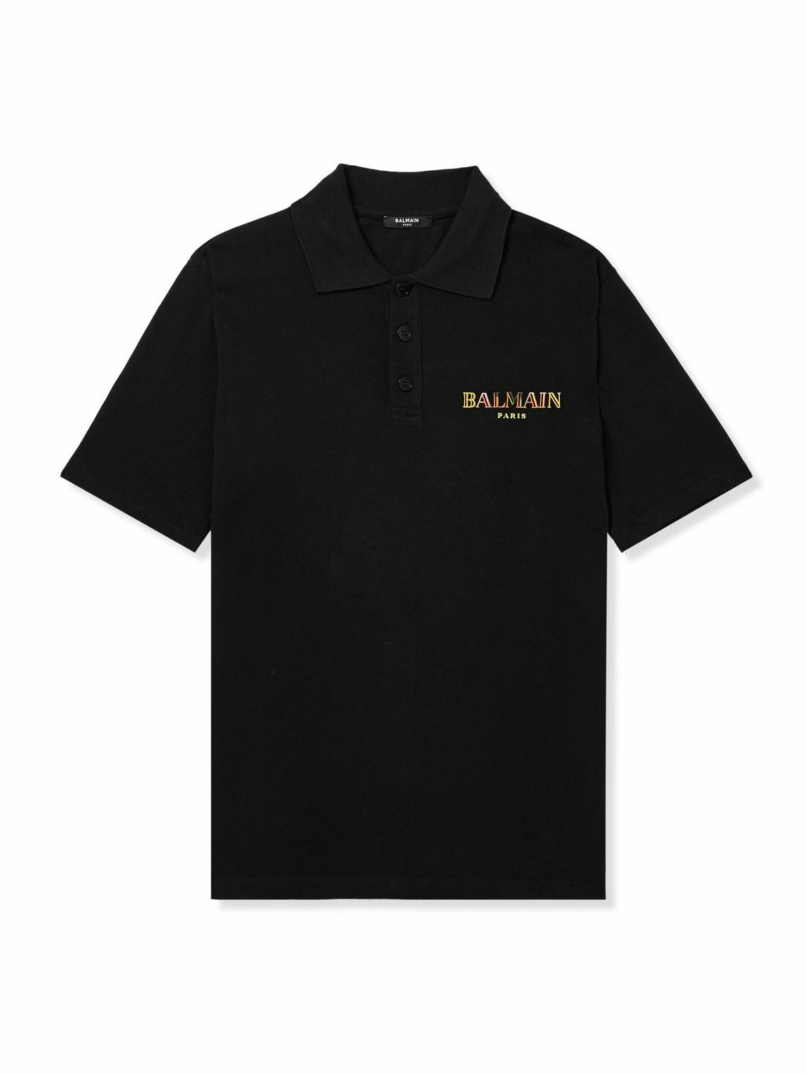 Balmain - Logo-Embroidered Cotton-Piqué Polo Shirt - Black Balmain
