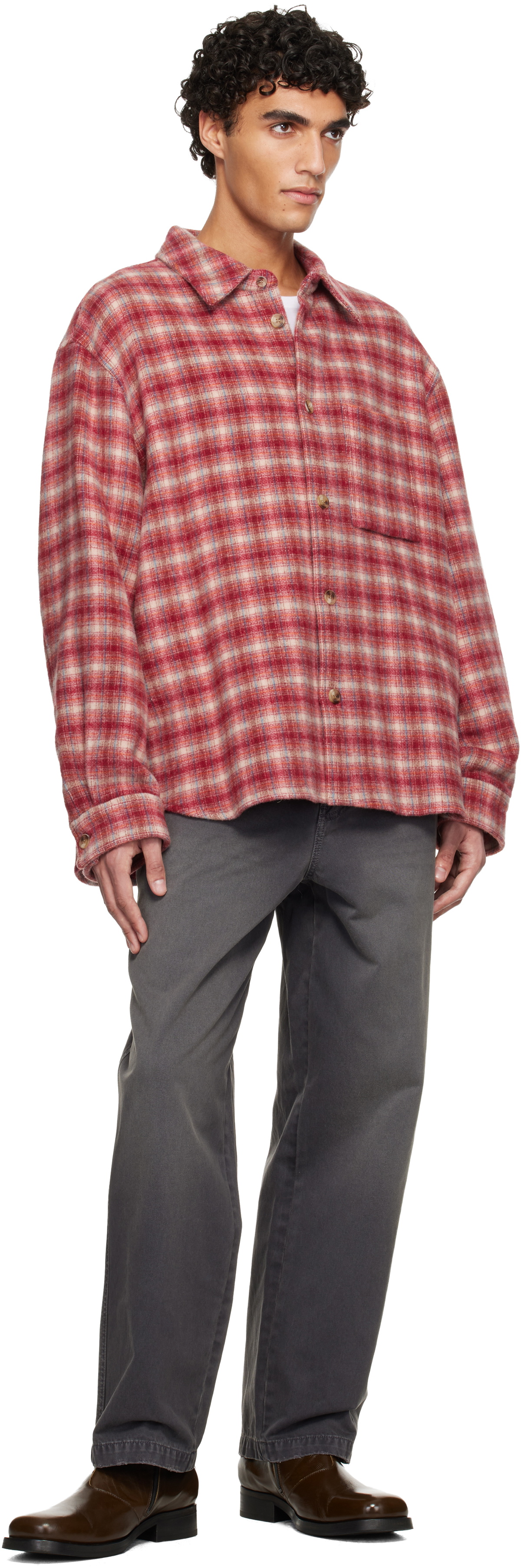 Solid Homme Red Flannel Overshirt Solid Homme