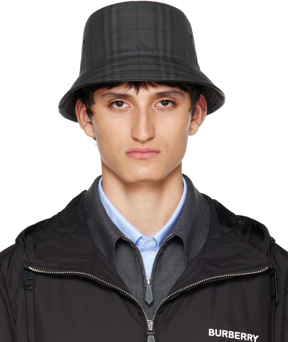 Burberry Gray Vintage Check Bucket Hat Burberry