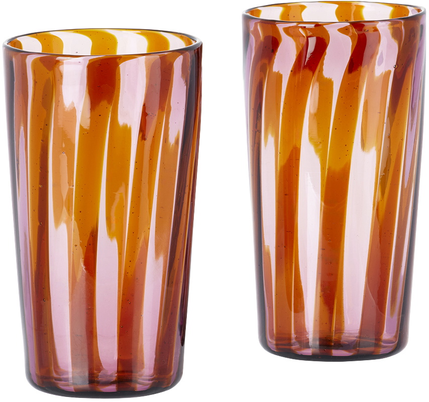 Akua Objects Brown & Pink Small Augusta Glass Set Akua Objects