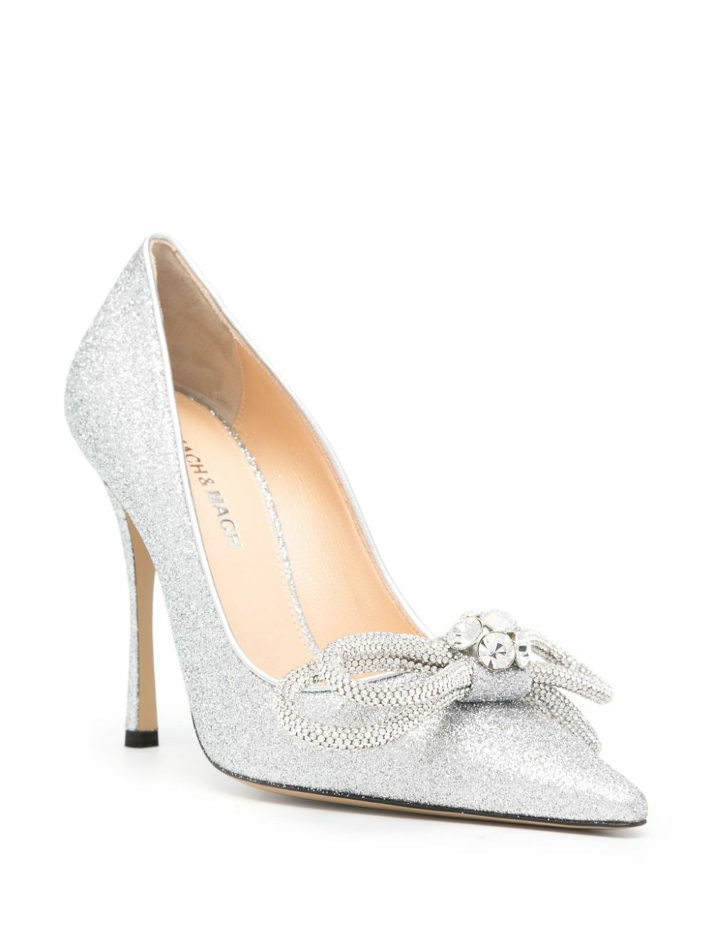 MACH & MACH - Double Bow Glitter High Heel Pumps MACH & MACH