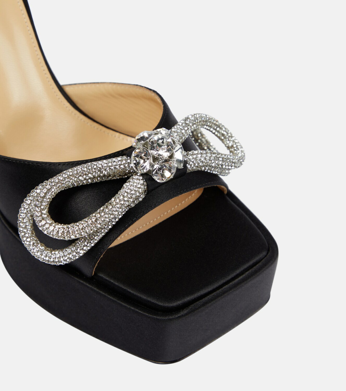 Mach & Mach Double Bow embellished satin platform mules MACH & MACH