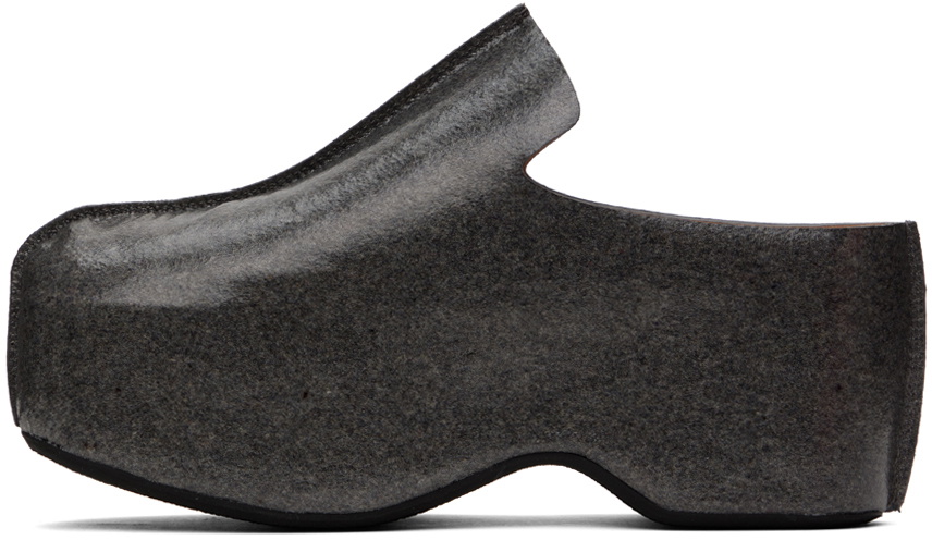 JW Anderson Gray Laminated Felt Platform Clogs JW Anderson
