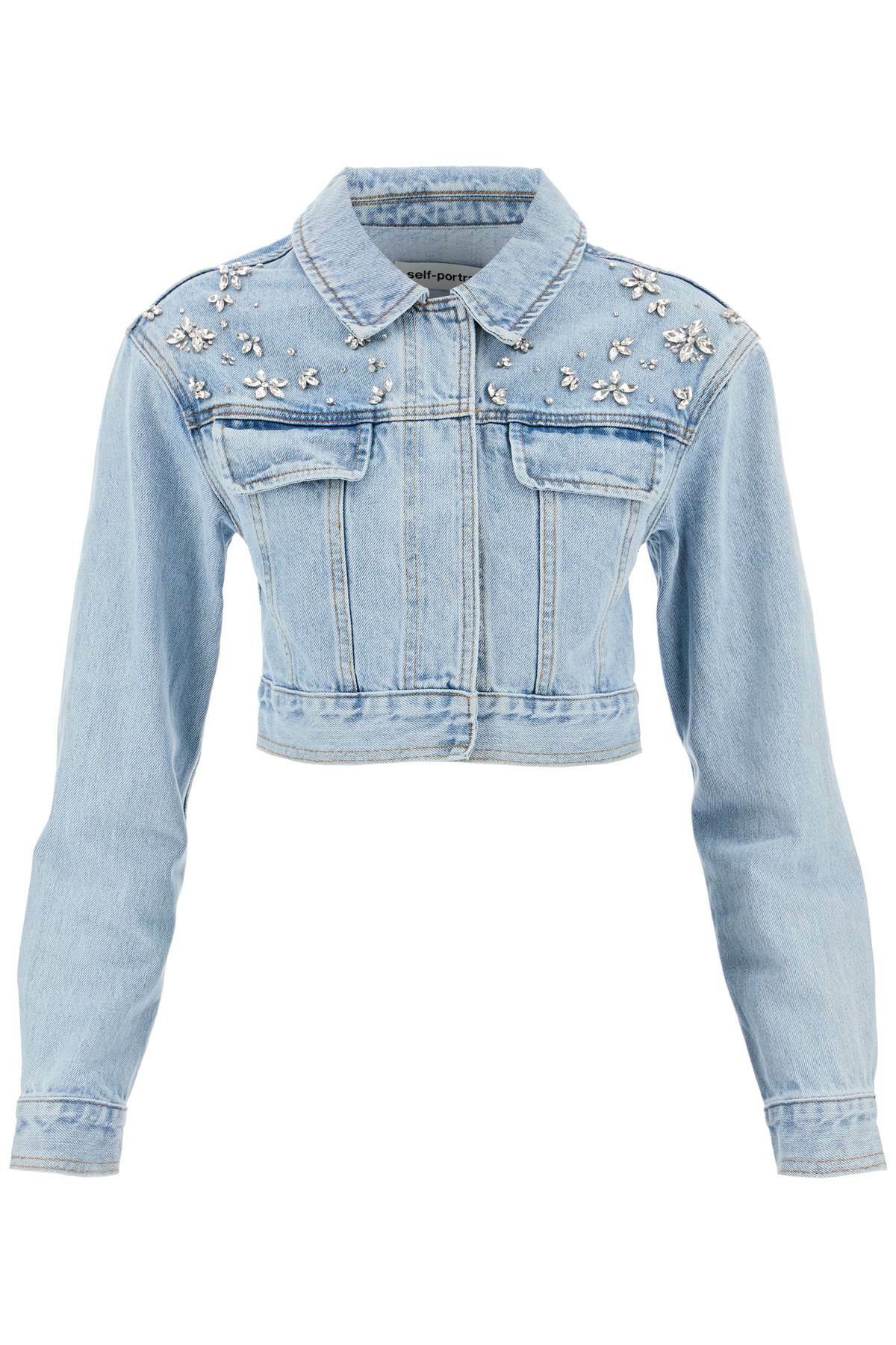 SELF PORTRAIT cropped denim jacket for women Blue Self-Portrait
