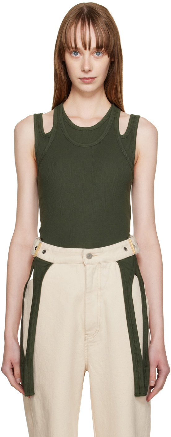 Dion Lee Green Double Loop Tank Top Dion Lee