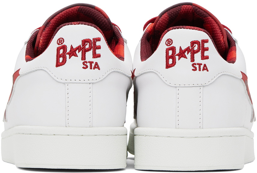 BAPE White & Red Skull Sta Sneakers A Bathing Ape