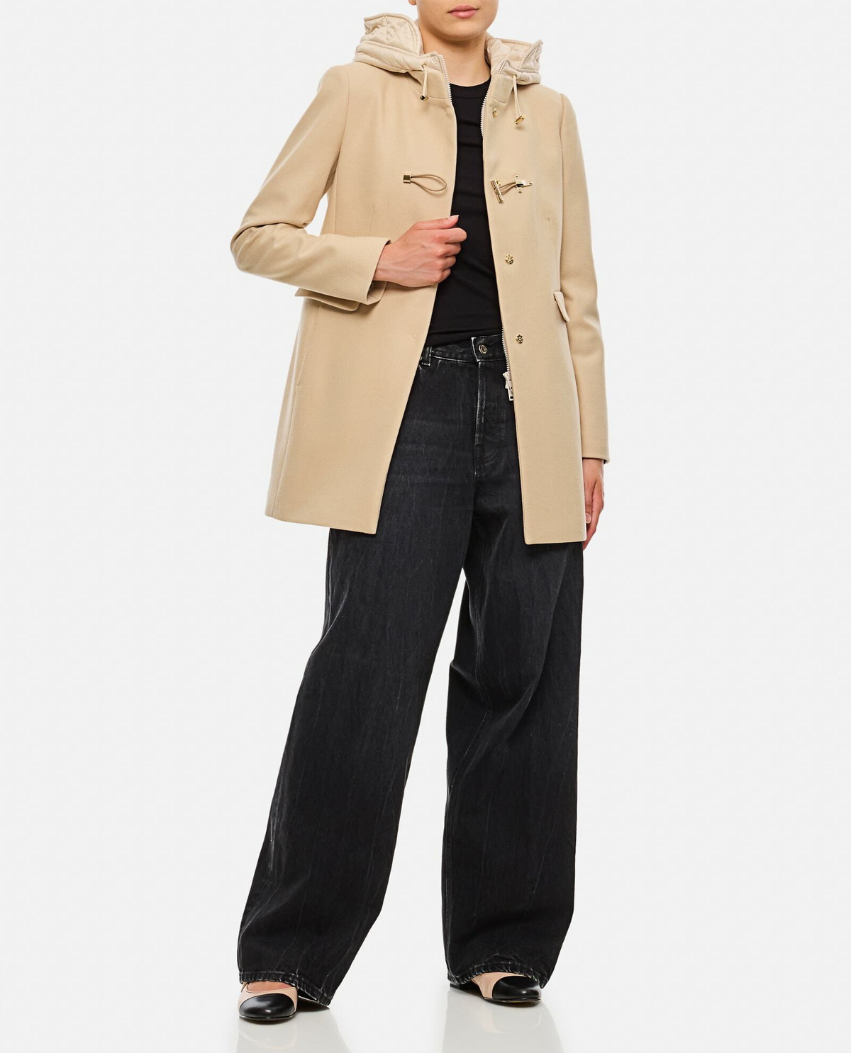 Fay Front Nylon Toggle Double Breasted Coat Fay