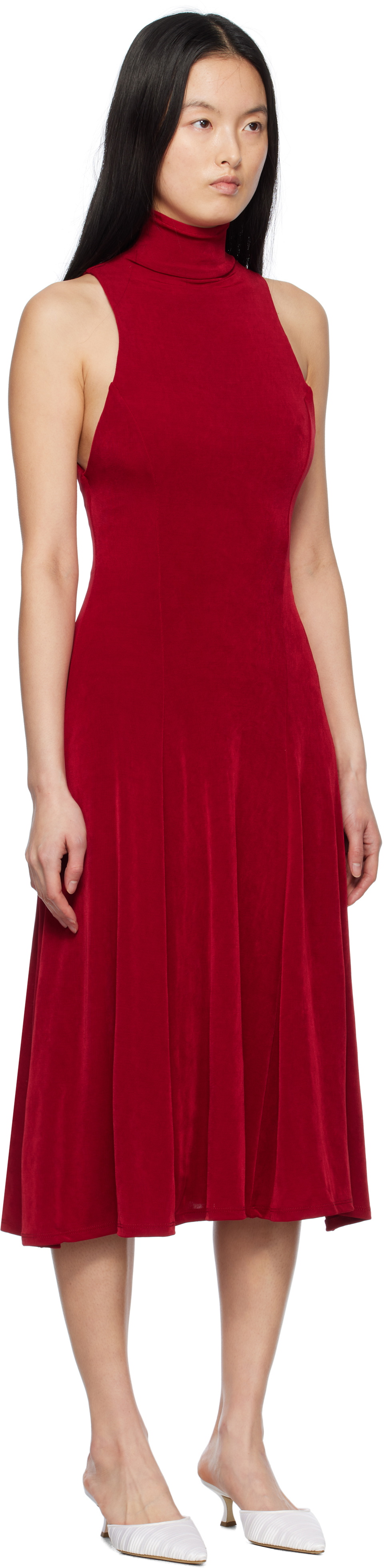 Mirror Palais Red Christy Supermodel Midi Dress Mirror Palais