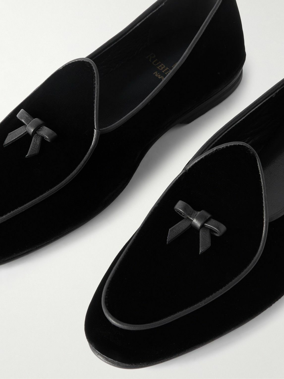 Rubinacci - Marphy Bow-Embellished Leather-Trimmed Velvet Loafers ...