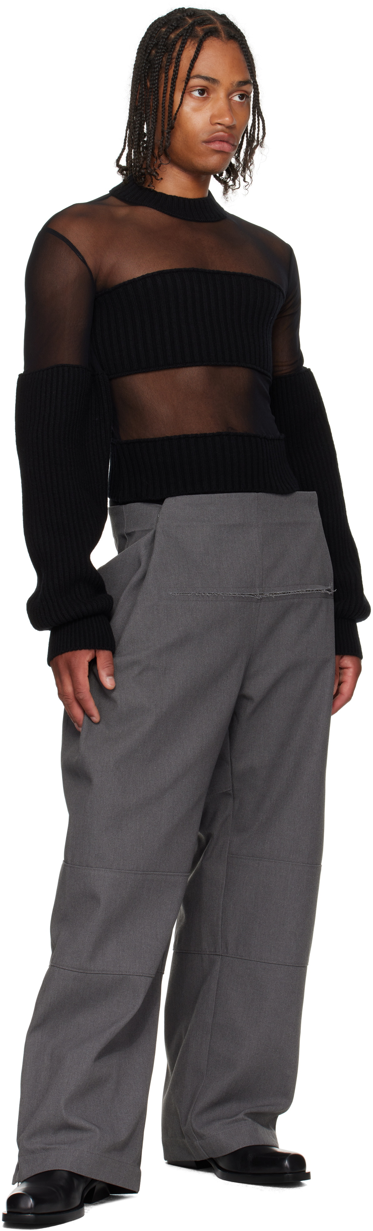 Jean Paul Gaultier Black Mesh Cut Out Details Top Jean Paul Gaultier