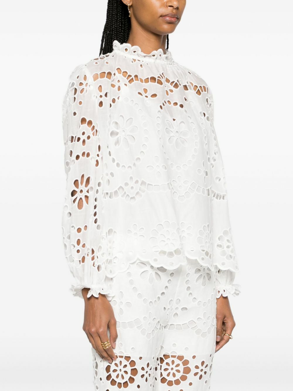 ZIMMERMANN White Lexi Embroidered Cotton Blouse Zimmermann