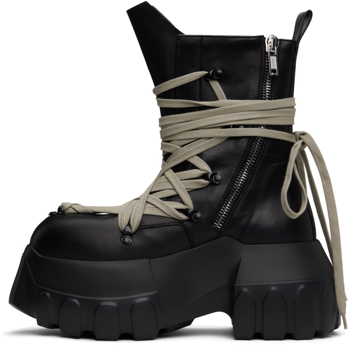 Rick Owens Black Hollywood Megalace Mega Tractor Boots Rick Owens