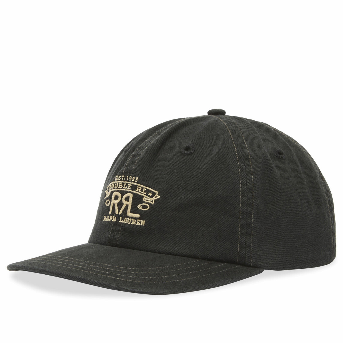 RRL Men's Ranch Logo Sportsman Cap in Black RRL