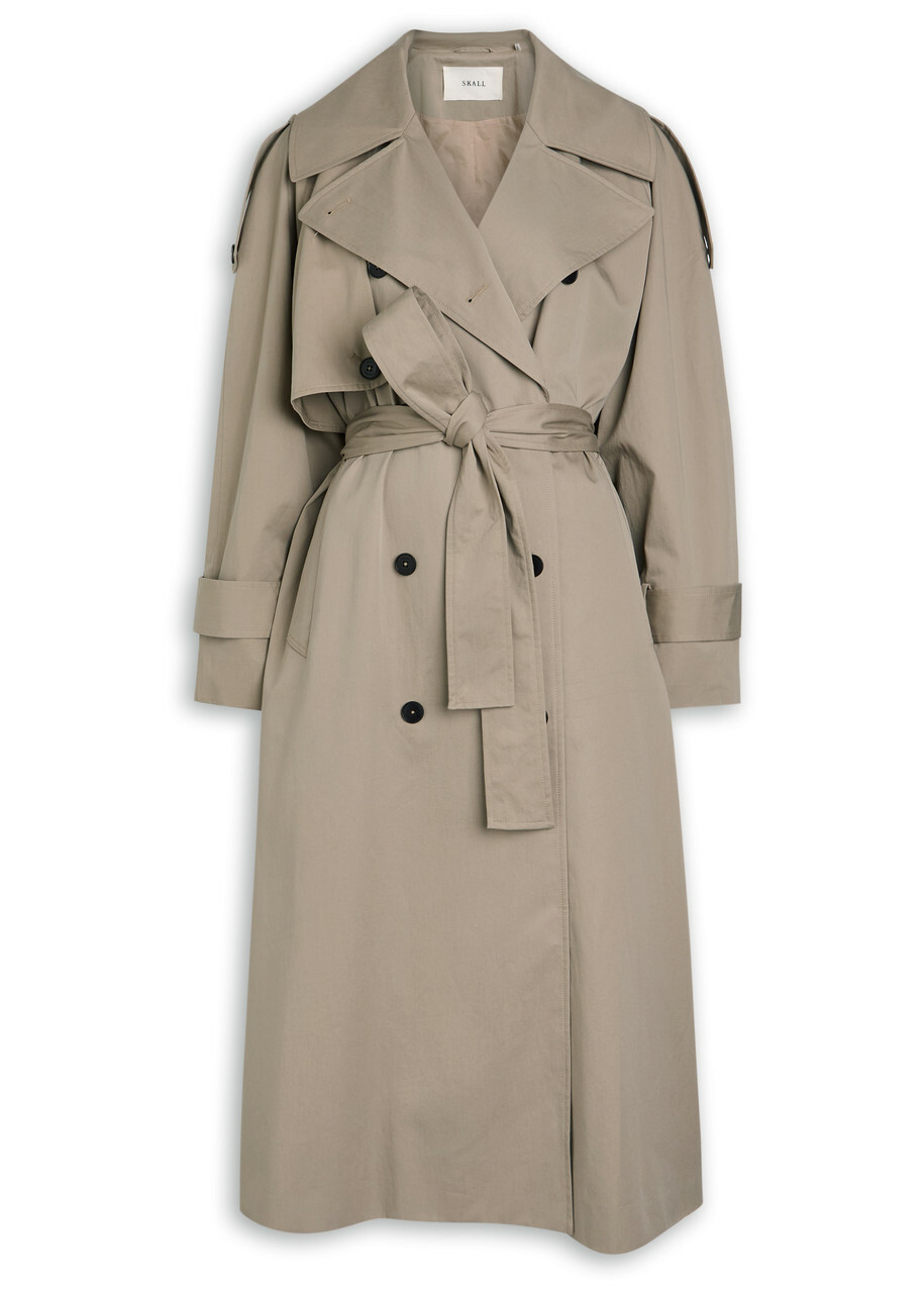 Skall Studio Mahsa Belted Cotton Trench Coat Stone Skall Studio