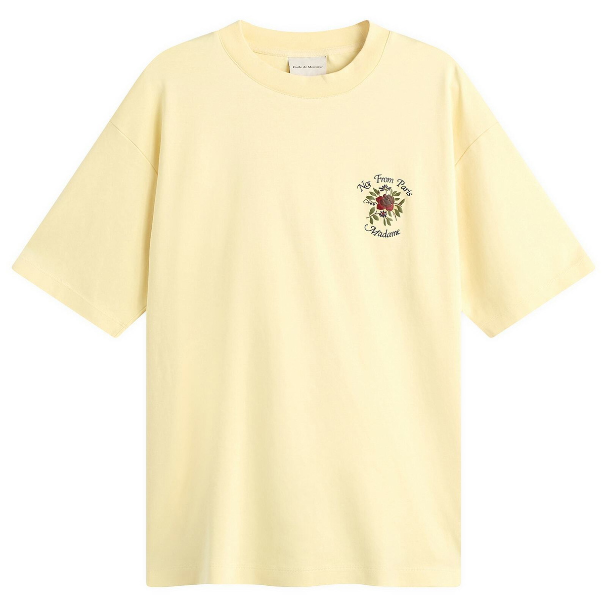 Drôle de Monsieur Men's Rose Slogan T-Shirt in Light Yellow Drôle de ...