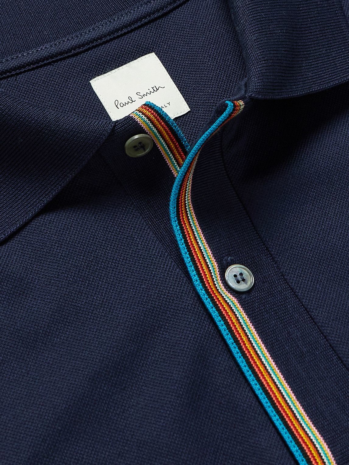 Paul Smith - Striped Cotton-Piqué Polo Shirt - Blue Paul Smith