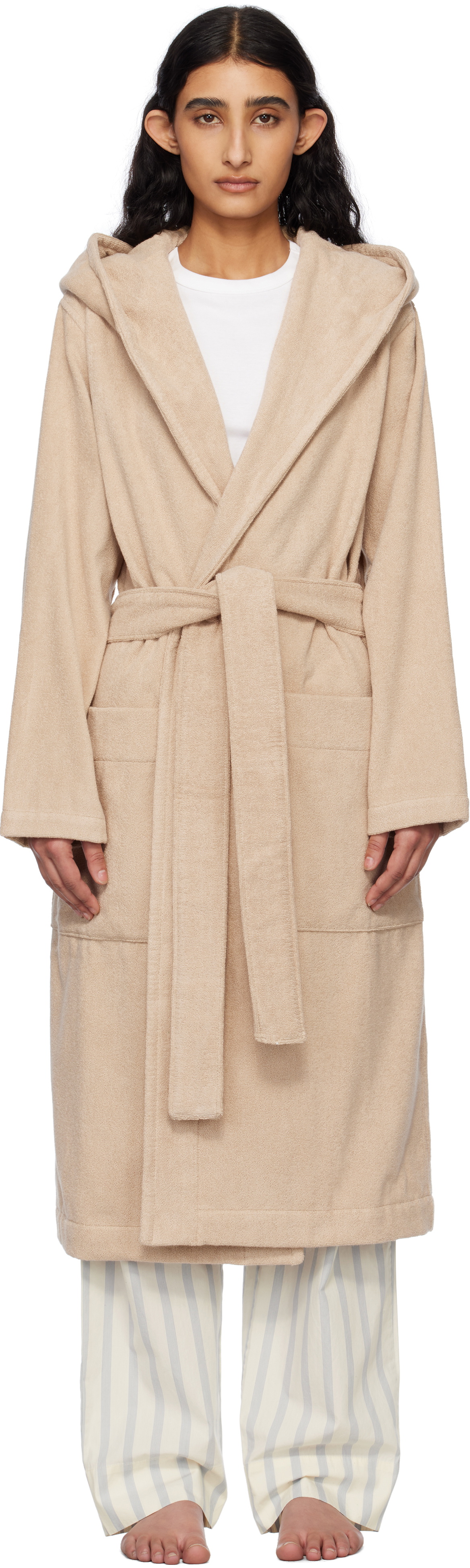 Tekla Beige Hooded Bathrobe Tekla Fabrics