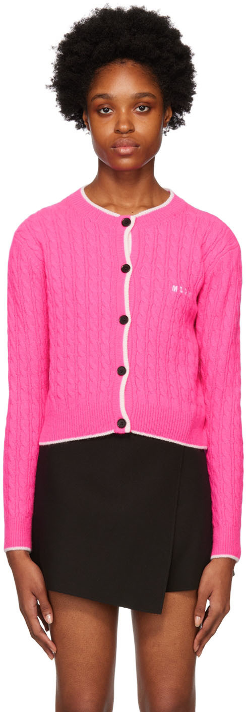 MSGM Pink Embroidered Cardigan MSGM