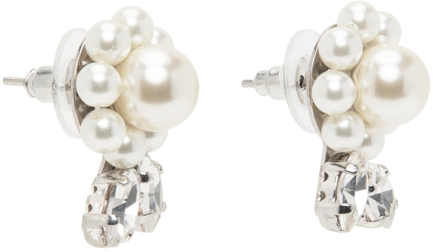 Simone Rocha White Daisy Leaf Stud Earrings Simone Rocha