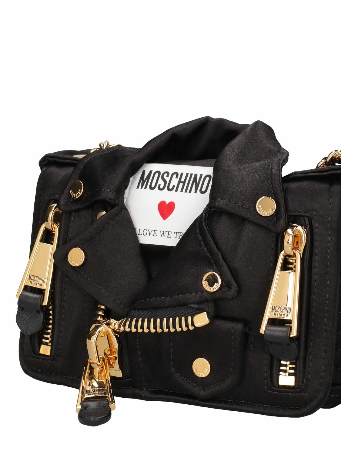 MOSCHINO - In Love We Trust Biker Satin Bag Moschino