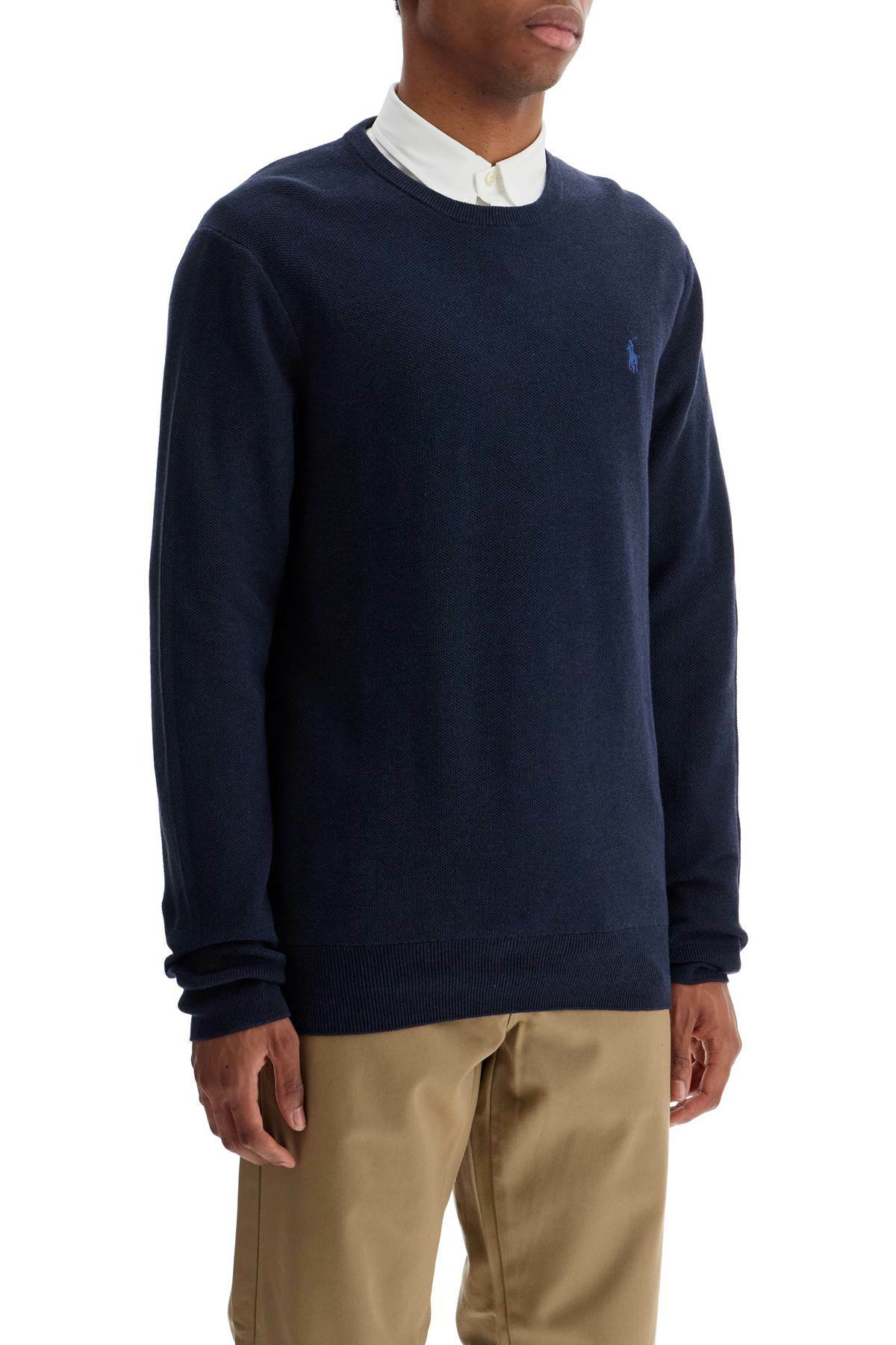 POLO RALPH LAUREN textured cotton pullover sweater Blue Polo Ralph Lauren