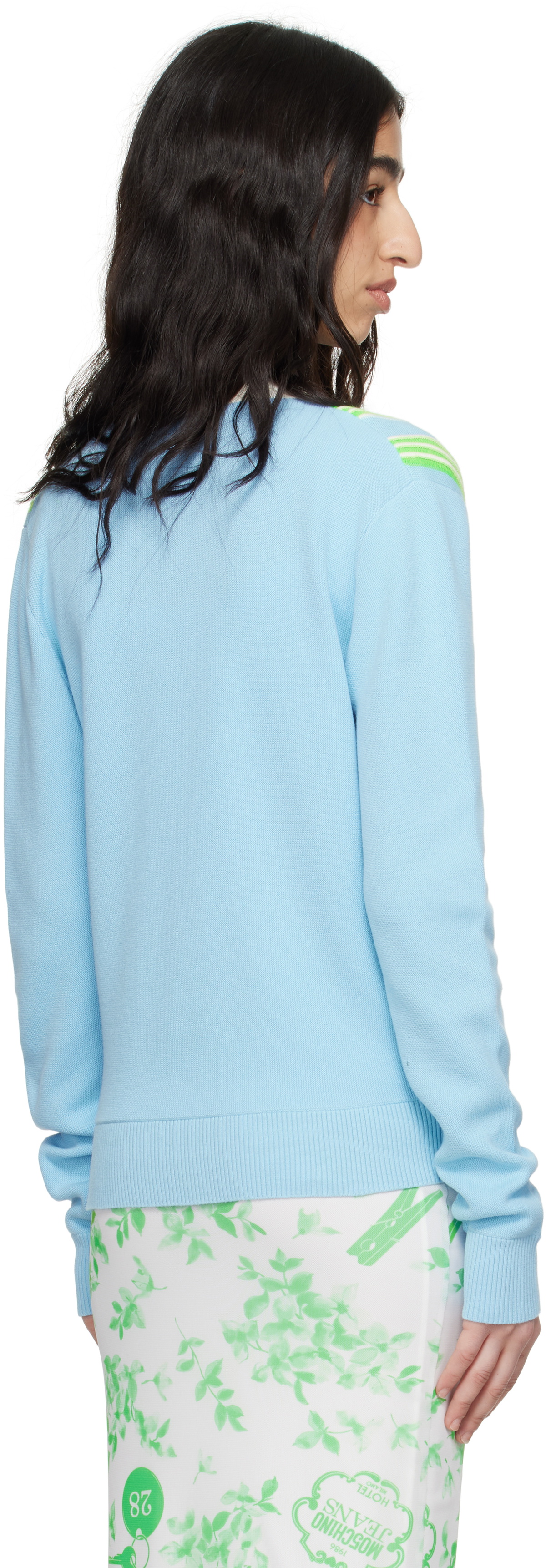 Anna Sui Blue & White Amalfi Knit Cardigan Anna Sui